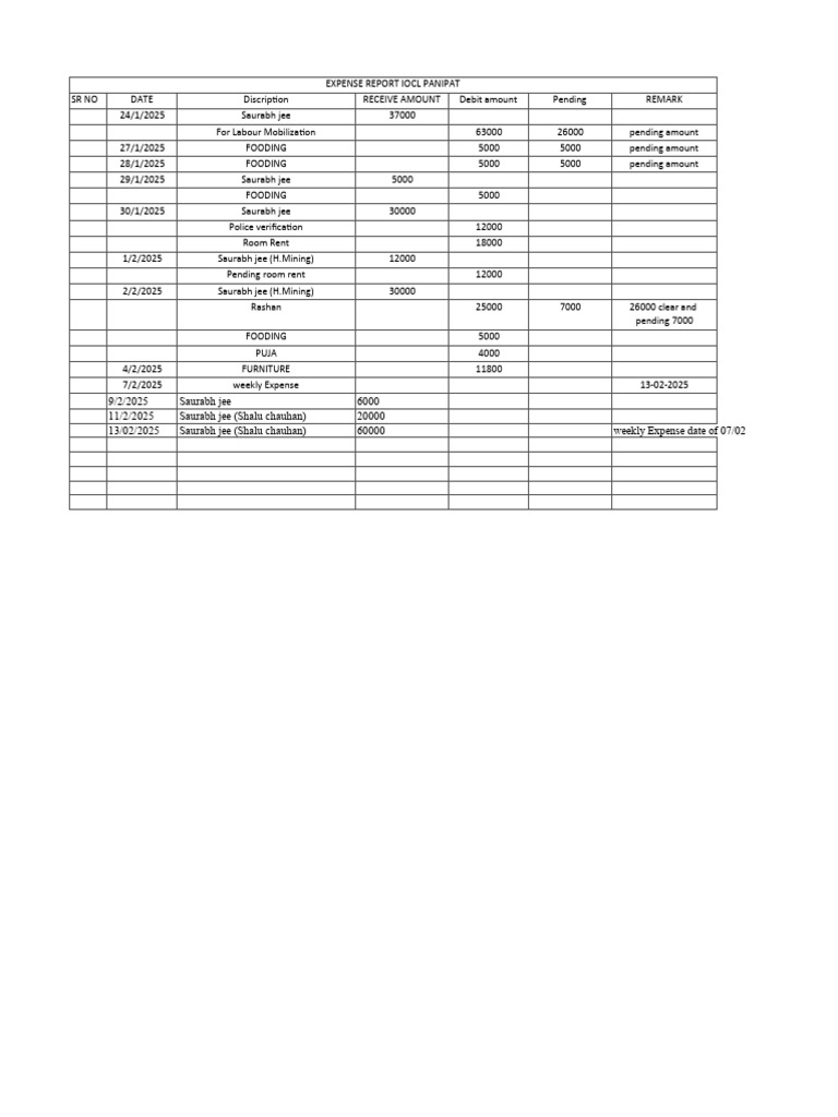 Expense Report for IOCL Panipat | PDF
