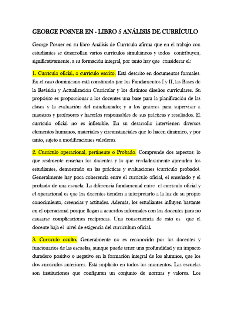 George Posner en | PDF | Plan de estudios | Cognición
