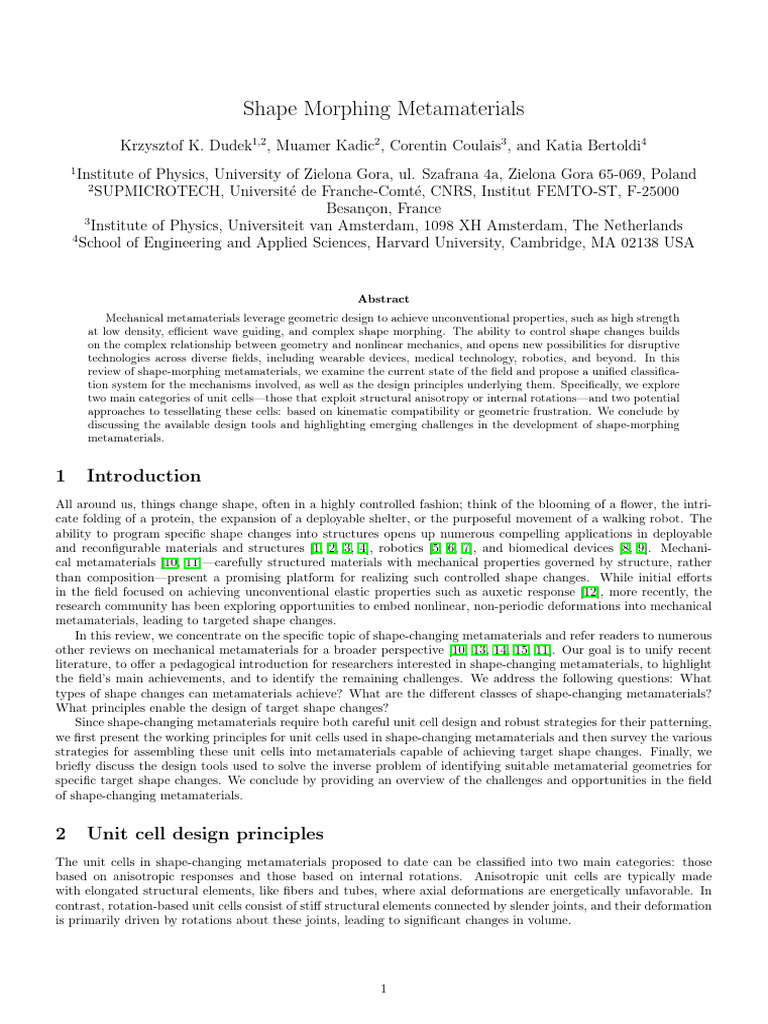 Shape Morphing Metamaterials | PDF | Composite Material | Anisotropy