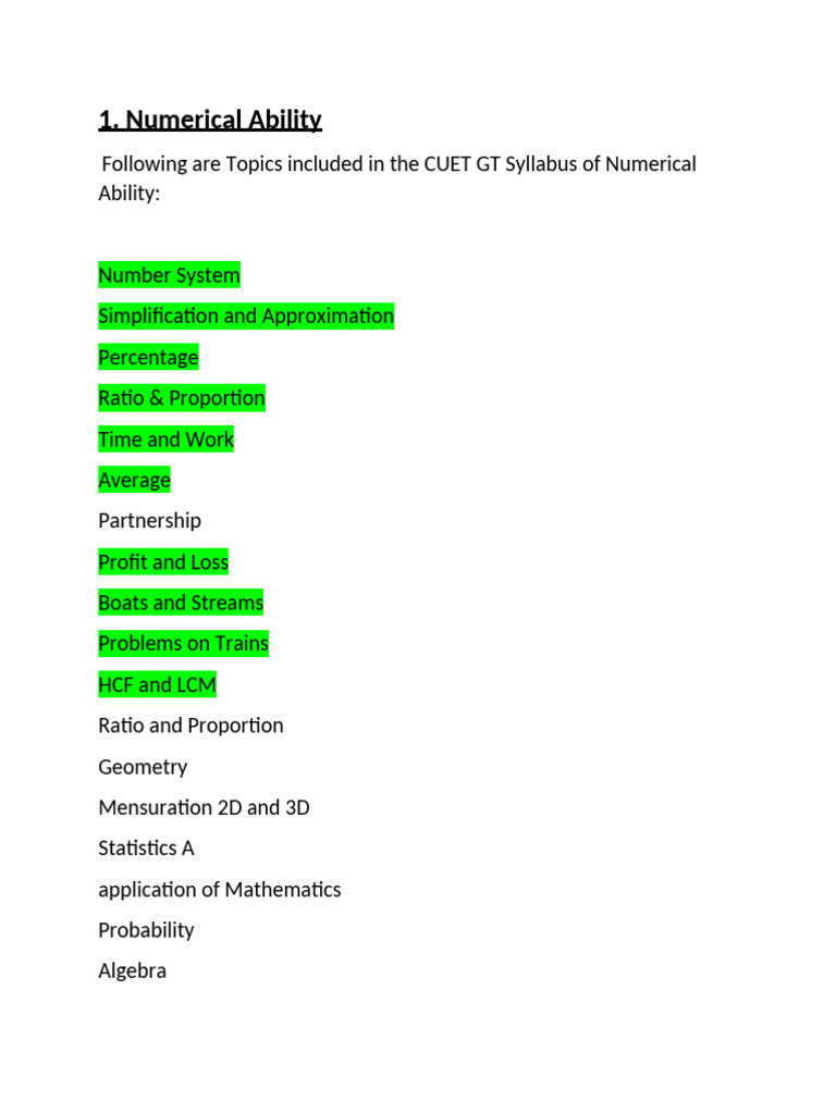 CUET GT Syllabus Overview | PDF