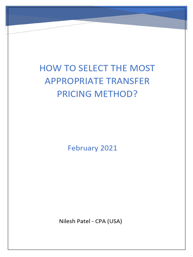 Choosing the Right Transfer Pricing Method | PDF | Private Sector ...