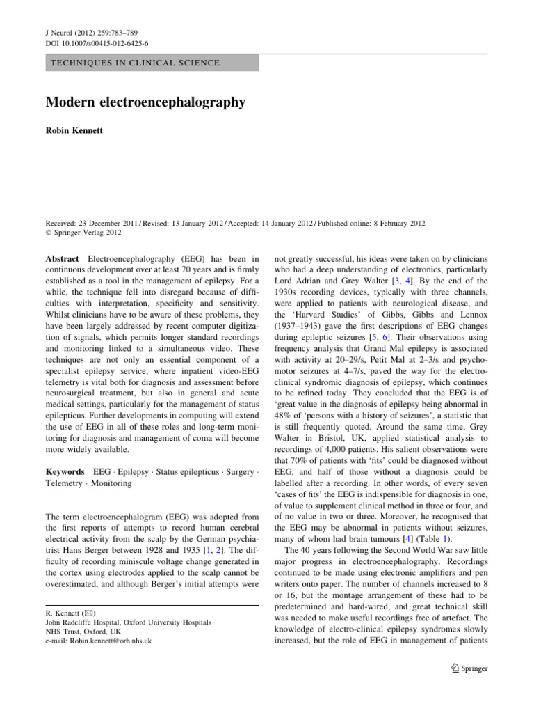 Modern Electroencephalography | PDF | Electroencephalography | Epilepsy