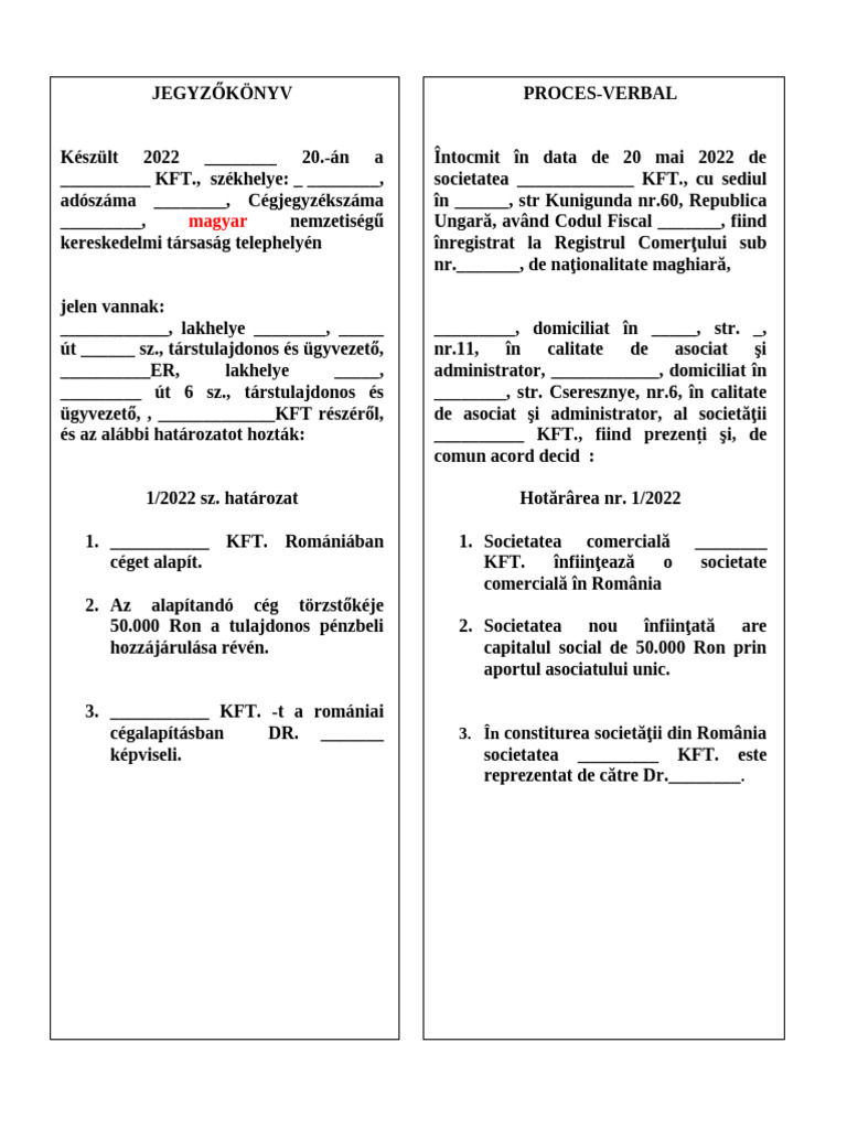 Roman Magyar Jegyzokonyv | PDF