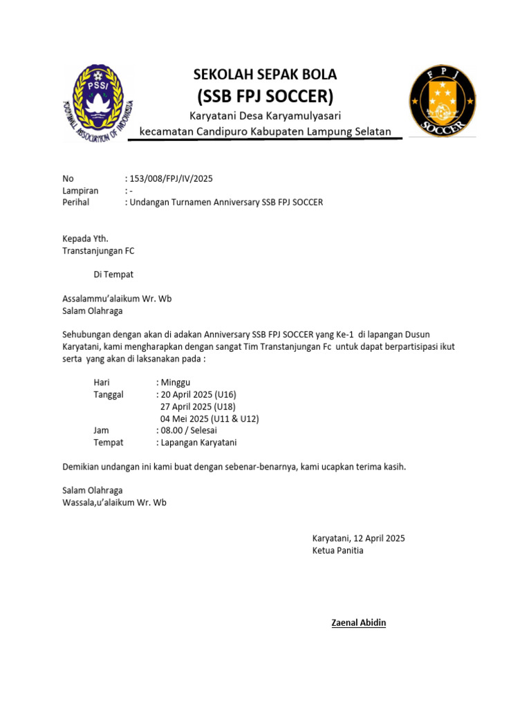 Undangan Turnamen | PDF