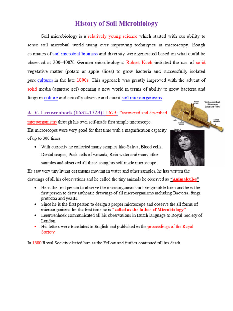 History of Soil Microbiology 2023 | PDF | Microbiology | Microorganism