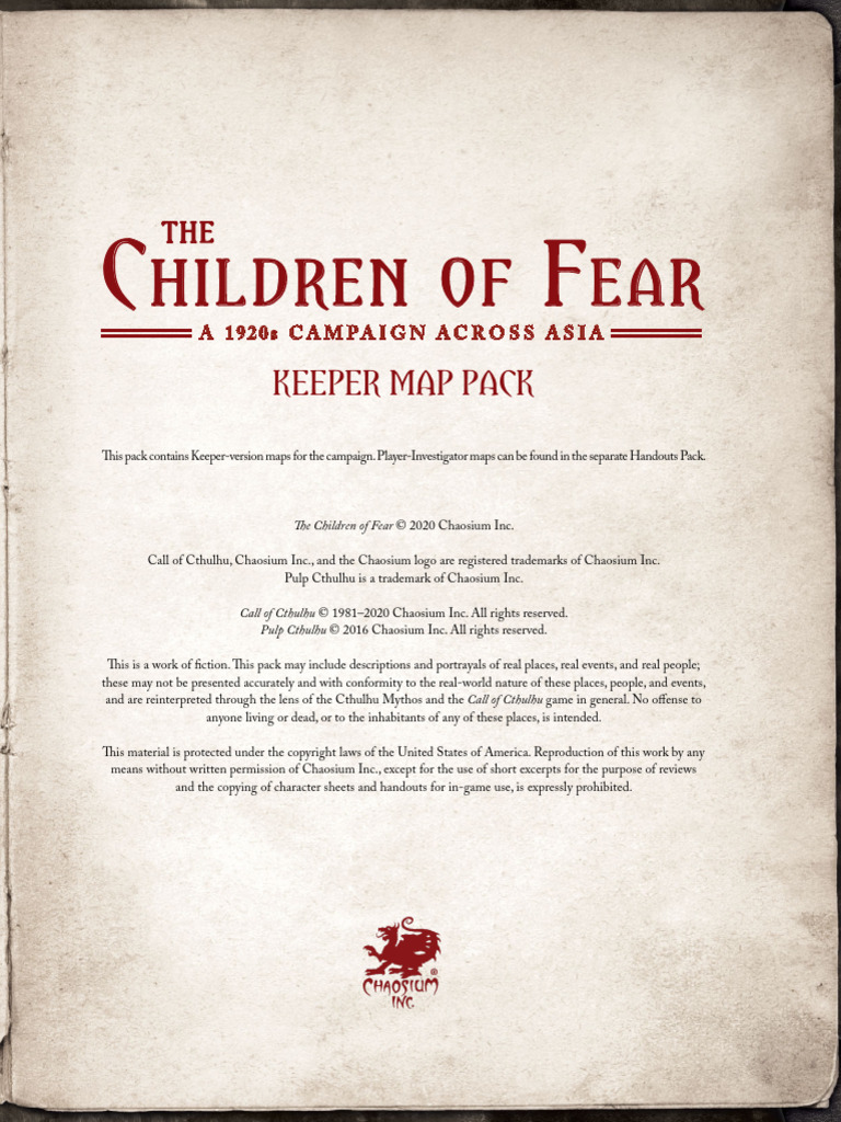 Keeper Map Pack for Children of Fear | PDF