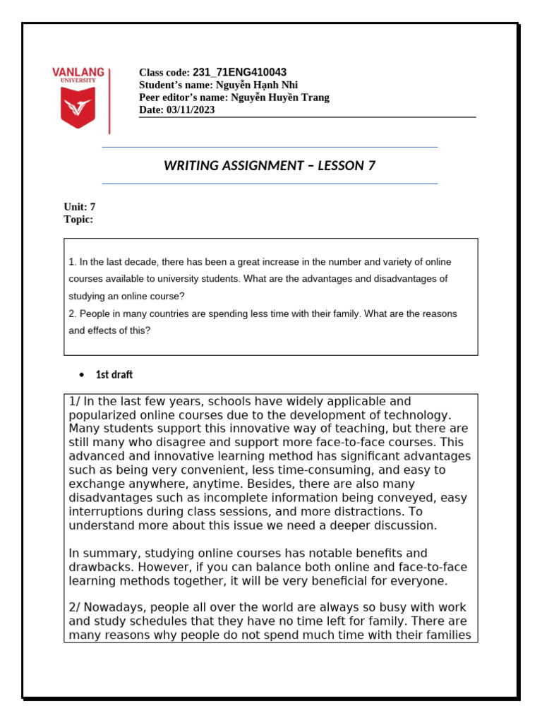 Bản sao Template Writing assignment | PDF | Educational Technology ...