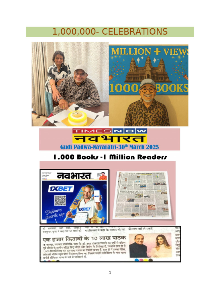 CelebrationsCELEBRATIONS of The Author's 1000 TH Book and 1 Million ...
