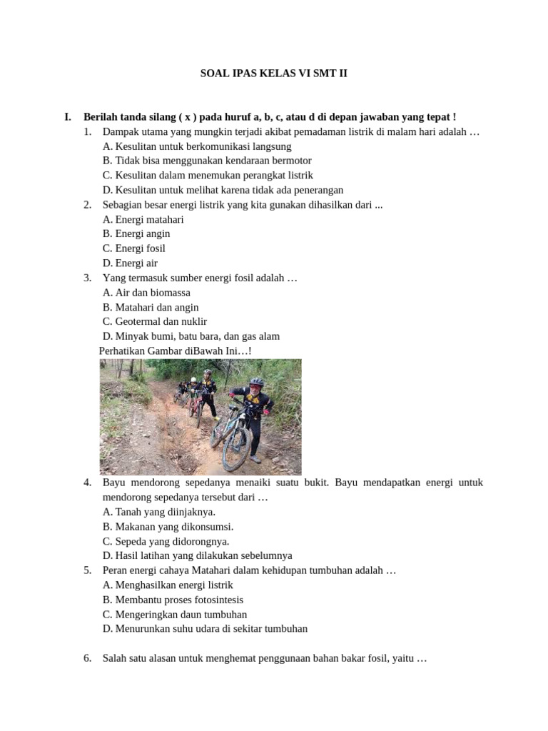 Soal Ipas Kelas Vi SMT 2 Fix | PDF