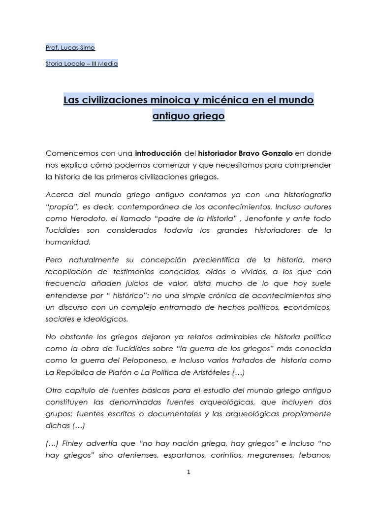 Las civilizaciones minoica y micenica mal | PDF | Grecia micénica ...