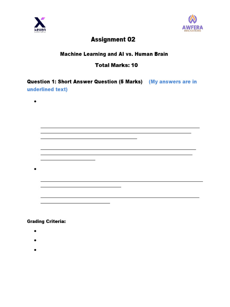 AI For Kids Assignments 02 | PDF | Machine Learning | Artificial Intelligence