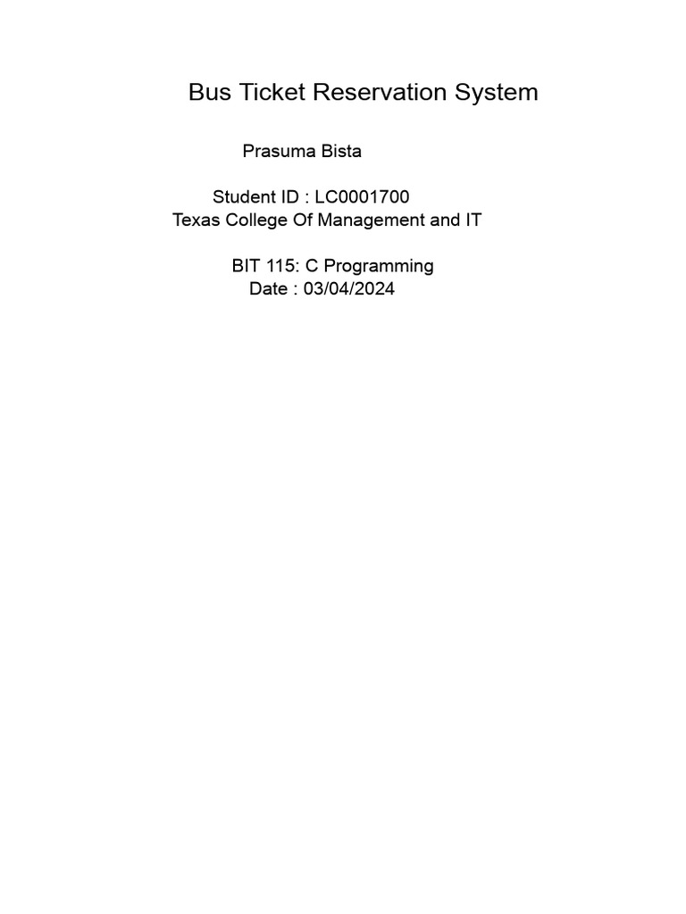 Bus Ticket Reservation System | PDF | Information Technology | Software ...