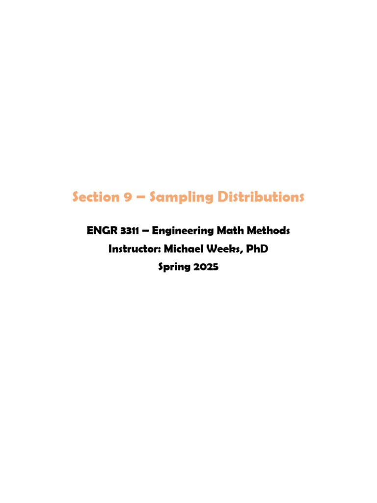 09.1 Sampling Distributions Lecture | PDF | Variance | Probability Distribution