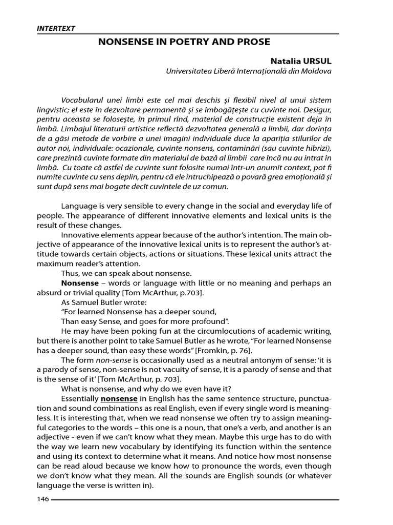 Nonsense in Poetry and Prose | PDF | Semantics | Interpretation ...