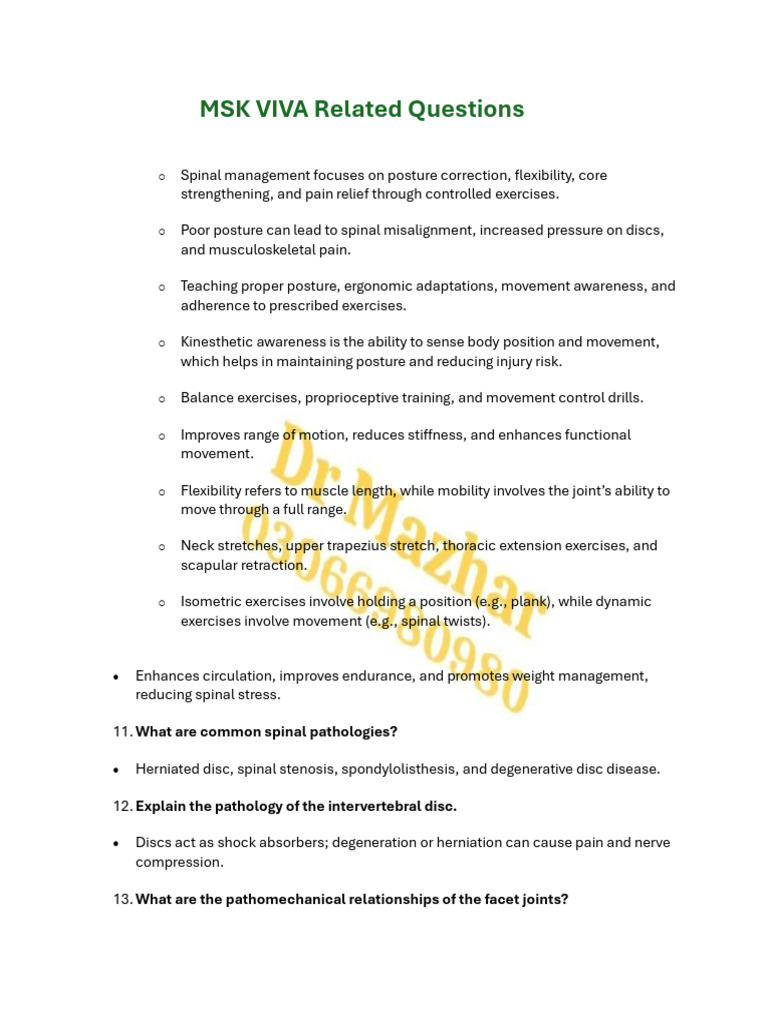 MSK Viva Related Questions ..... DR Mazhar 03066980980 | PDF | Carpal ...