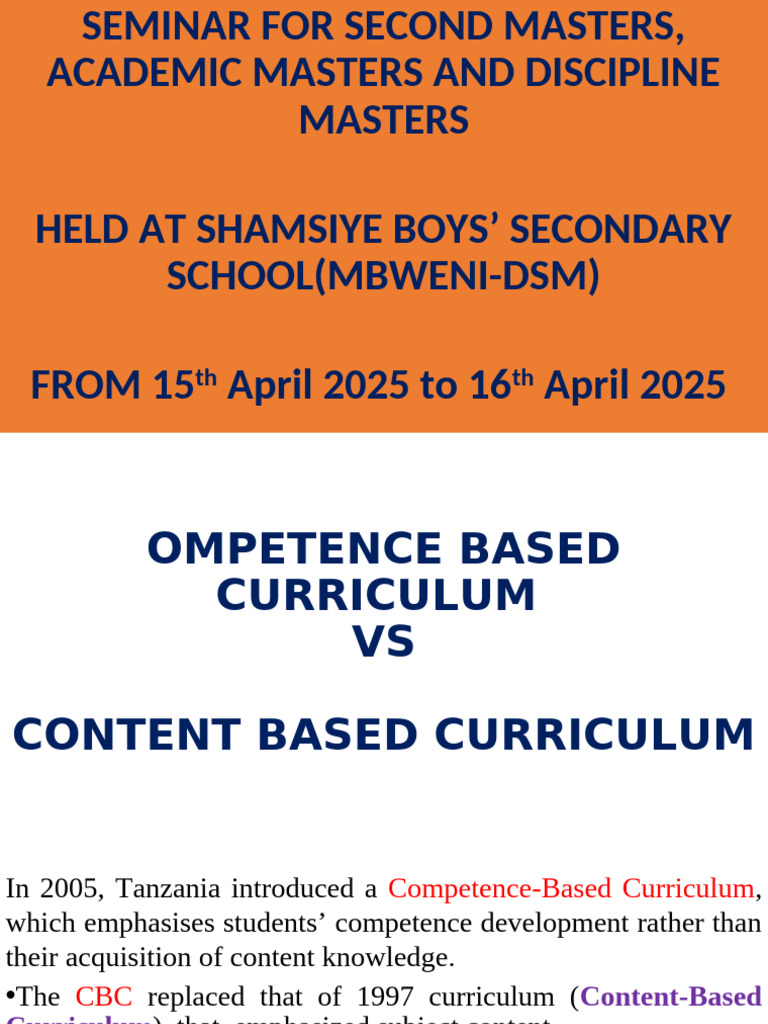 Competence Based Curriculum & Content Based Curriculum | PDF ...