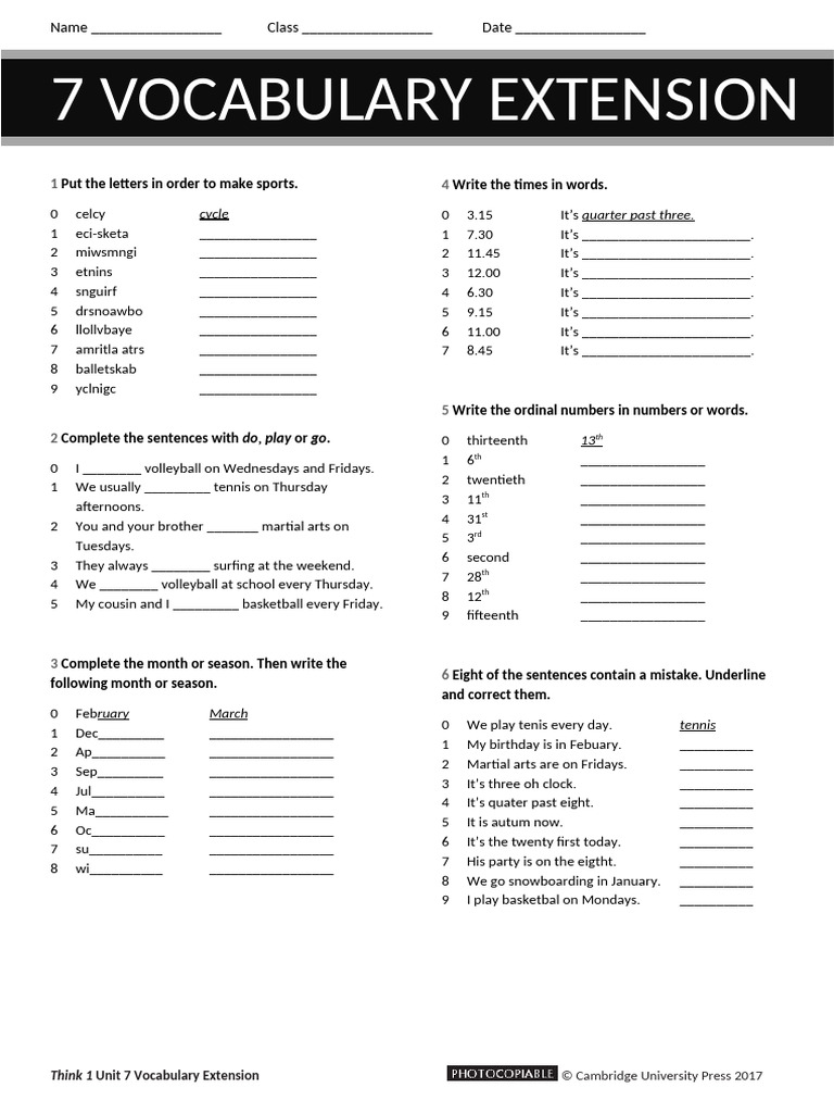 Vocabulary Extension Exercise Guide | PDF