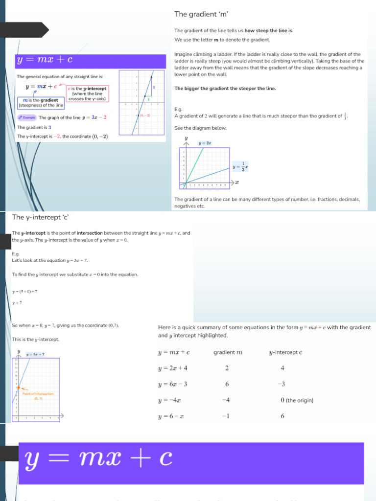 Gradient and y Intercept | PDF