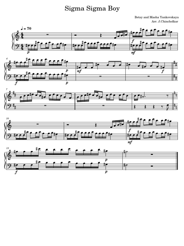 Sigma Boy Sheet Music by Yankovskaya | PDF | Universities And Colleges ...