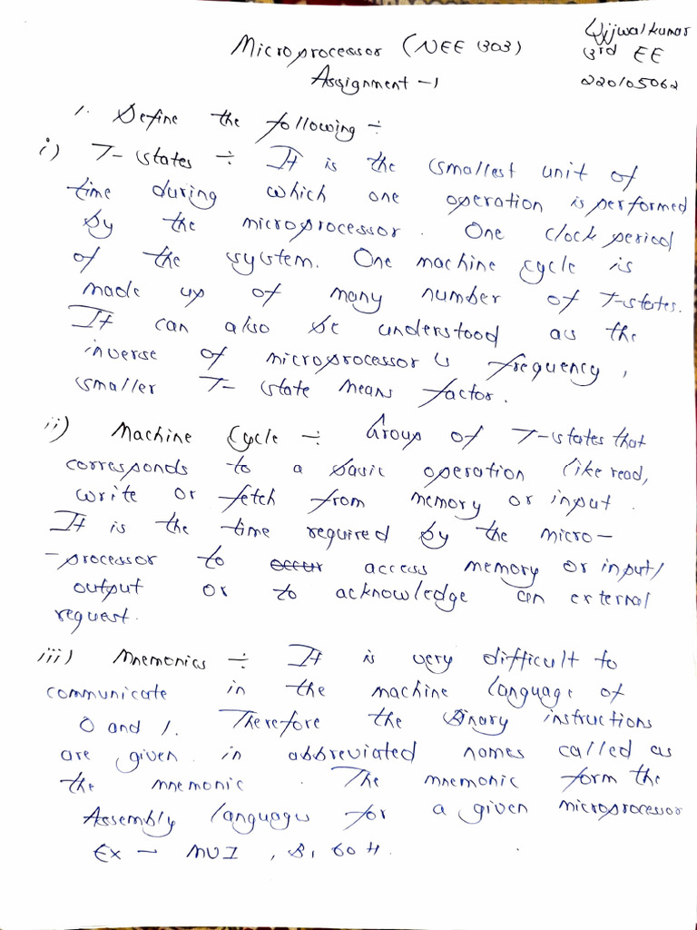 Ujjwal _62_assignment 1 Microprocessor | PDF | Integrated Circuit