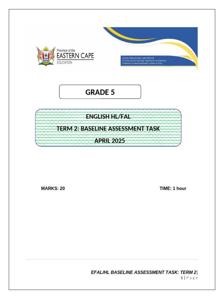 Grade 5 English Baseline Term 2 | PDF | Verb | Linguistic Typology