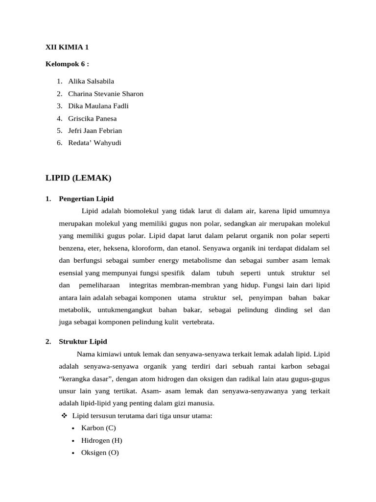 Pengertian dan Klasifikasi Lipid | PDF