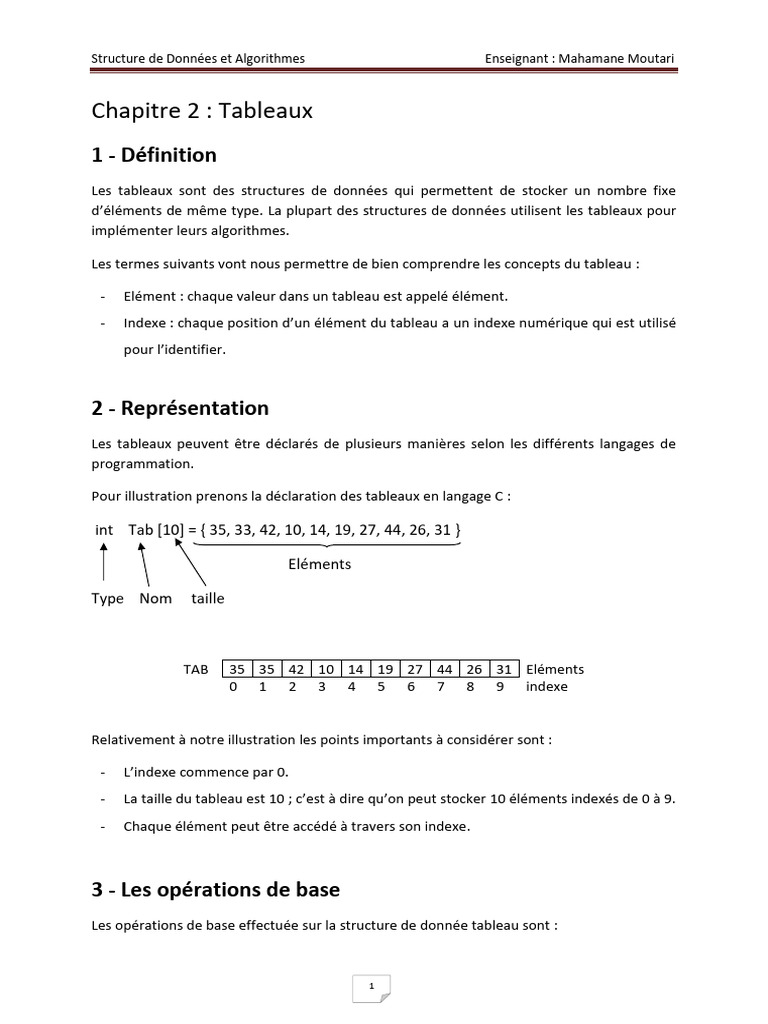 Introduction aux Tableaux en C | PDF | Pointeur (programmation ...