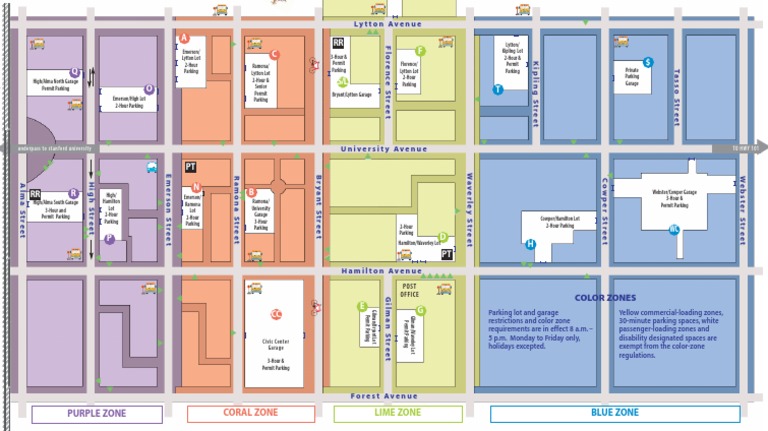 Map of Downtown Palo Alto Parking Restrictions and Color Zones | PDF