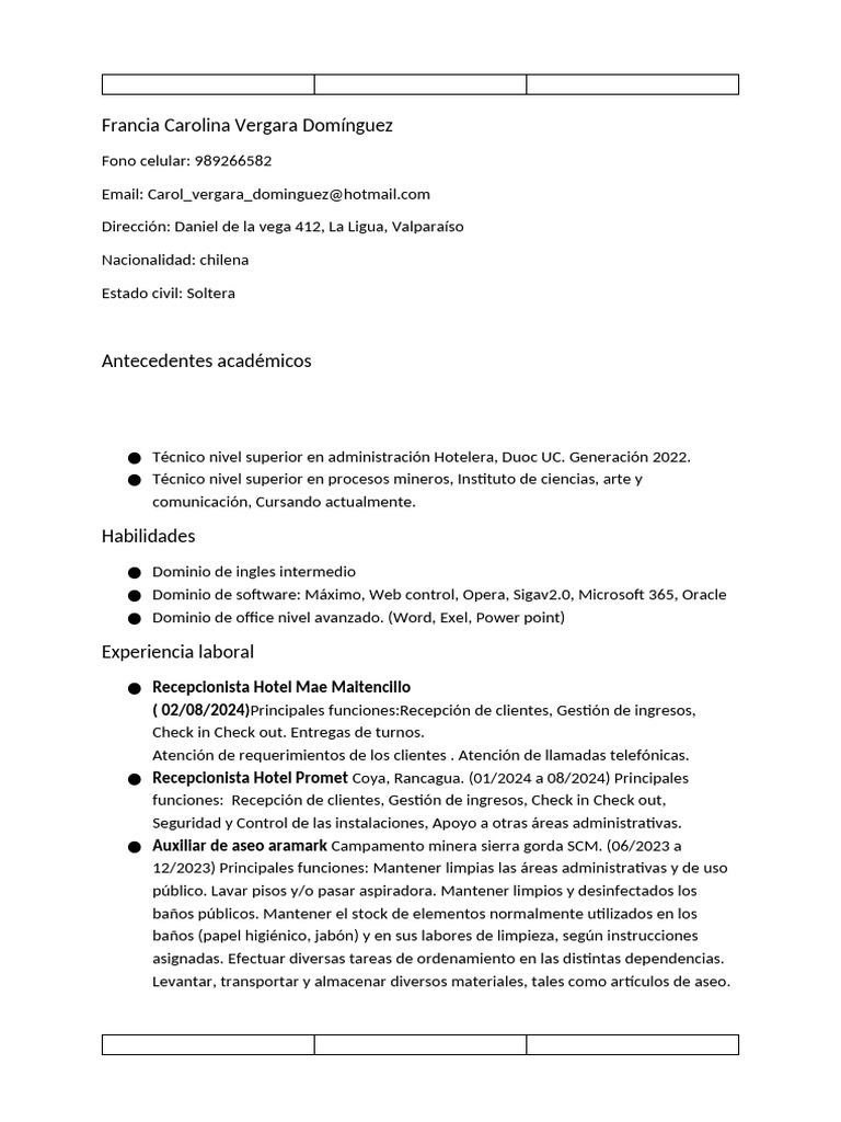 CV Francia Vergara | PDF