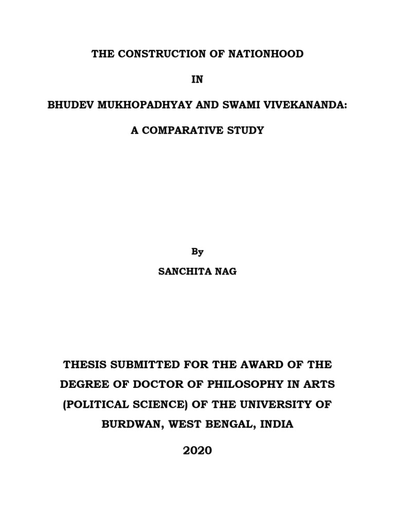 The Construction of Nationhood IN Bhudev Mukhopadhyay and Swami ...