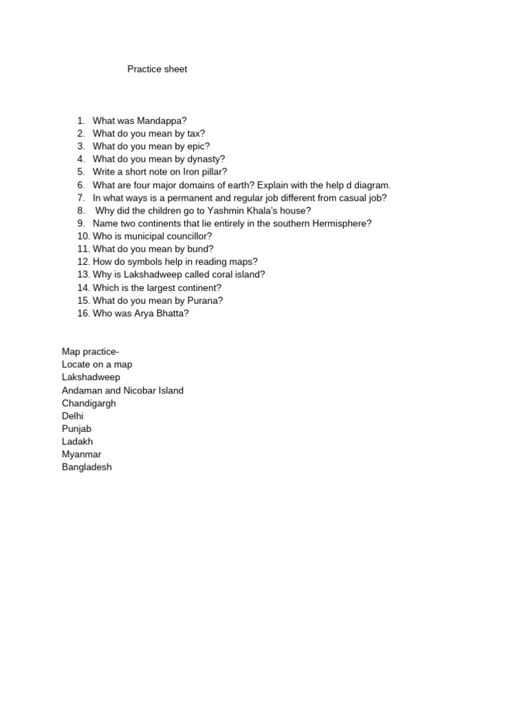 SST Practice Sheet | PDF