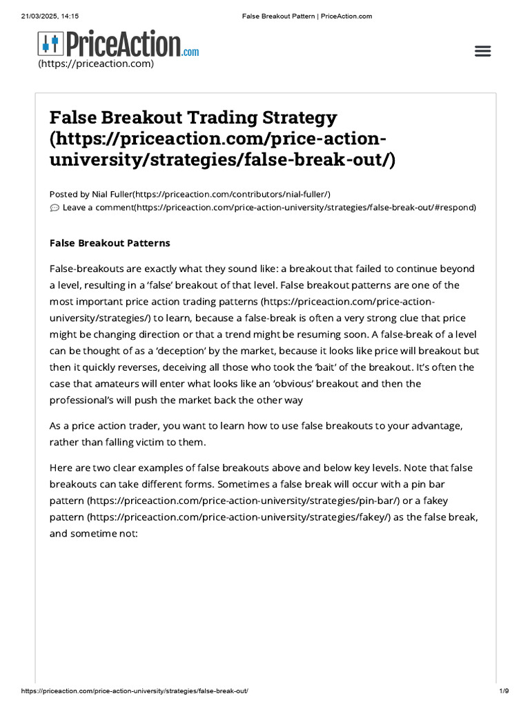 False Breakout Pattern _ PriceAction.com | PDF