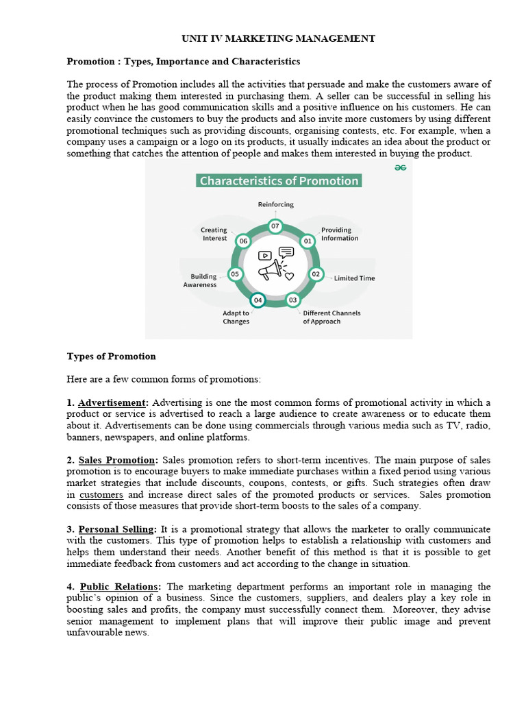 Unit IV Marketing Management | PDF | Advertising | Marketing
