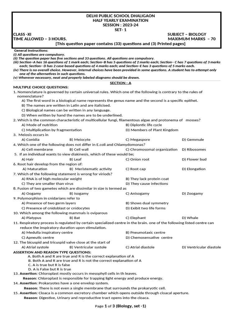 Dl Rd Xi Hy Set 1 Final | PDF | Hemoglobin | Cell (Biology)