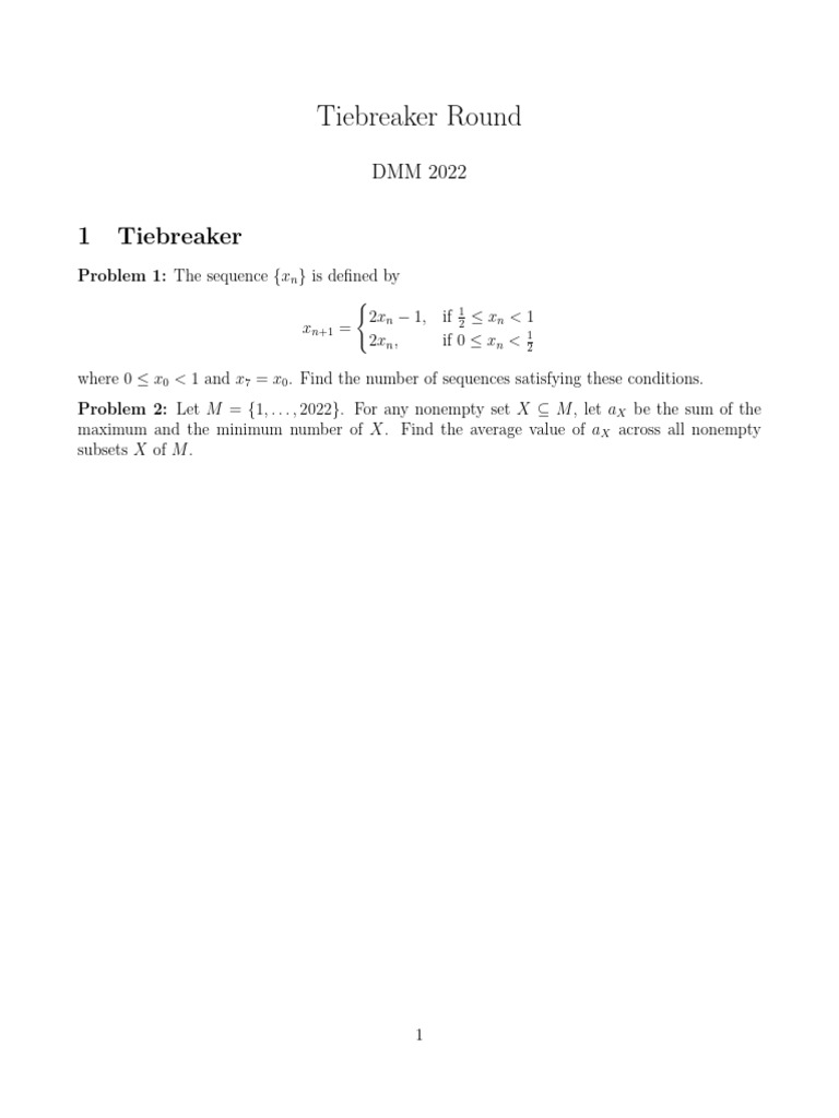 Tiebreaker Round | PDF