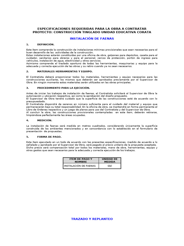 Especificaciones Tecnicas Tinglado | PDF | Hormigón | Cemento