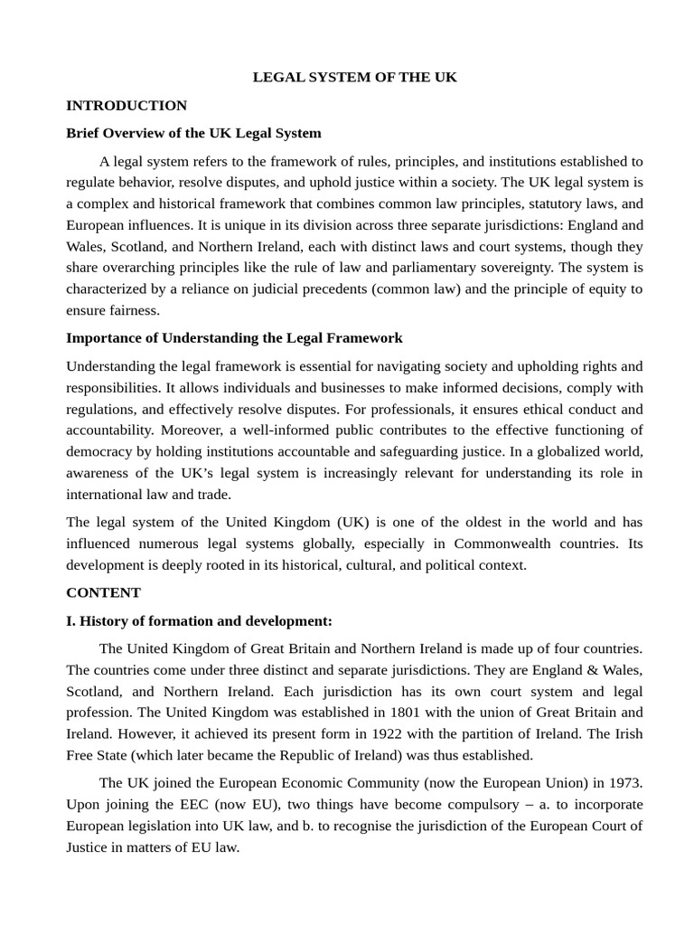 Legal System of The Uk | PDF | Supreme Courts | Common Law
