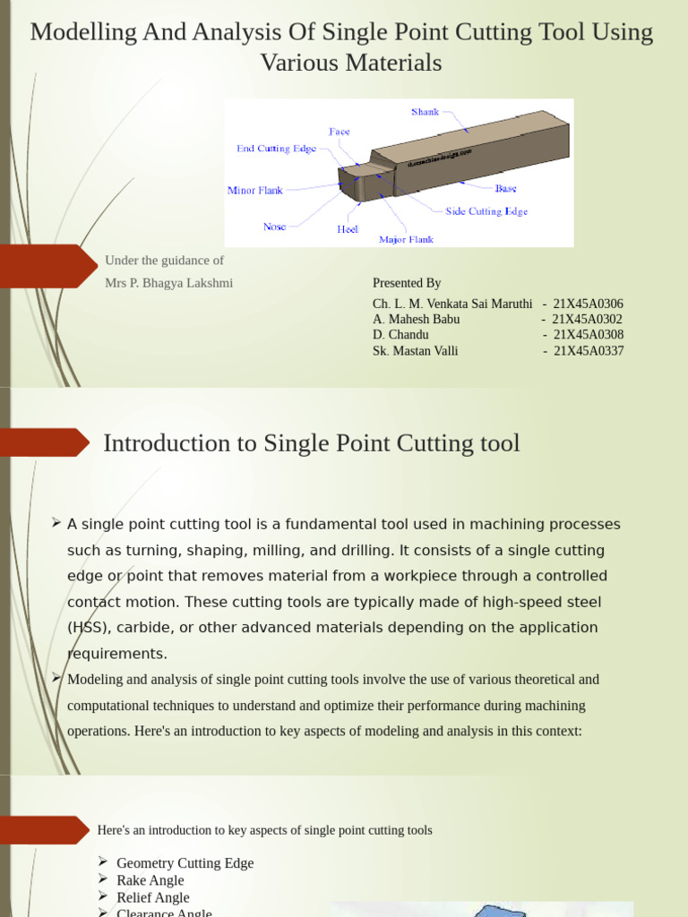 Modelling and Analysis of Single Point Cutting Tool | PDF