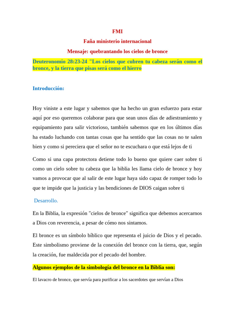 Conferencia La Cuaba Quebrantando Los Cielos de Bronce | PDF | Bendición | Maldición