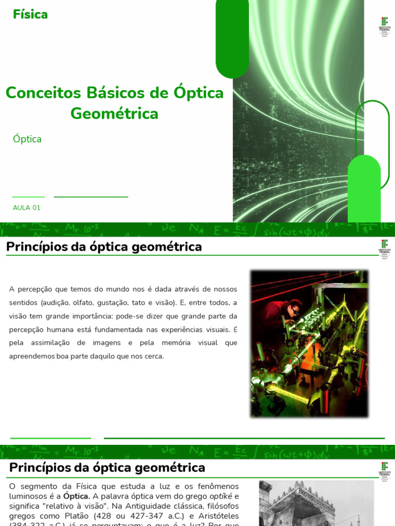 Aula 01 Conceitos Basicos Da Optica Geometrica | PDF | Luz | Ótica