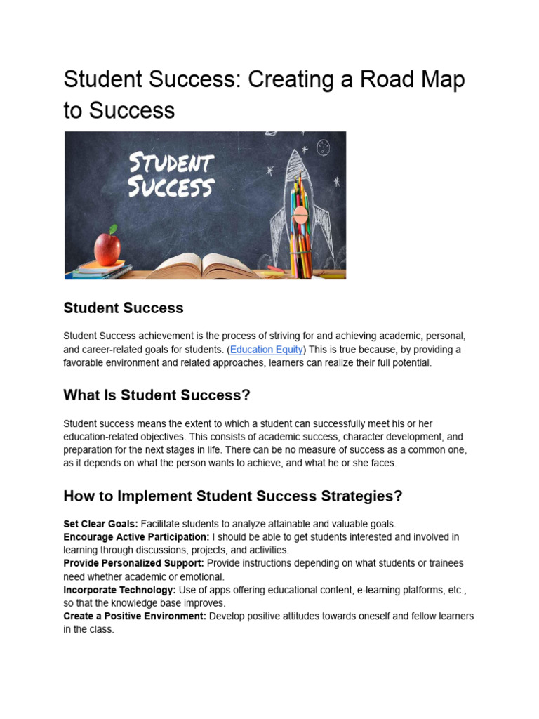 Student Success Road Map Guide | PDF | Learning | Mentorship