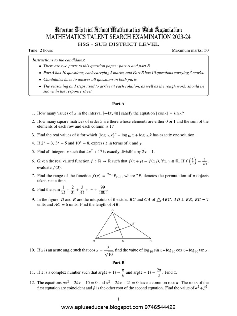 A+ Blog-School Science Fair-Sub District Maths Talent Search Exam-Hss | PDF | Function ...