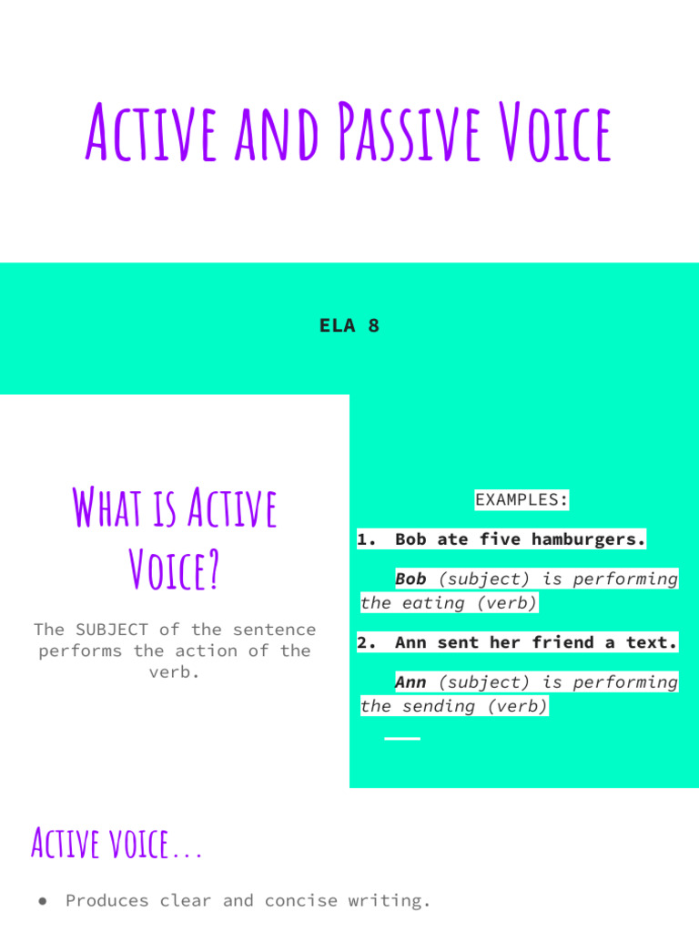 Active and Passive Voice Presentation | PDF | Semantic Units | Semantics