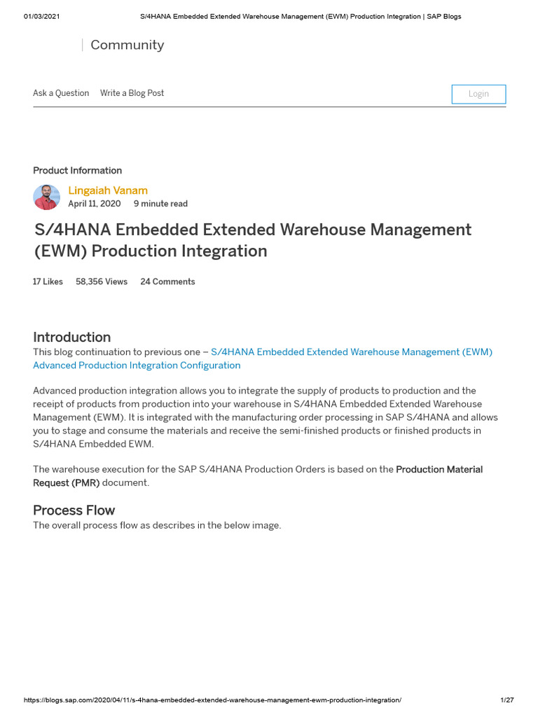 EWM Production Integration in S/4HANA | PDF | Warehouse | Supply Chain ...