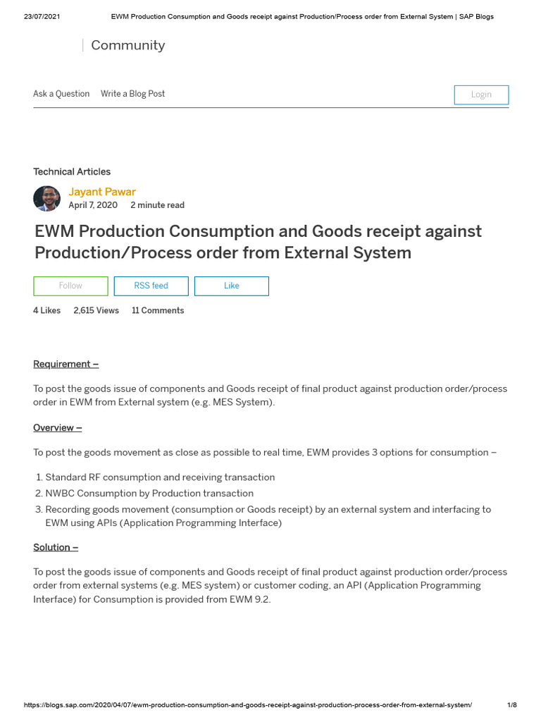EWM Goods Receipt for Production Orders | PDF | Information Technology ...