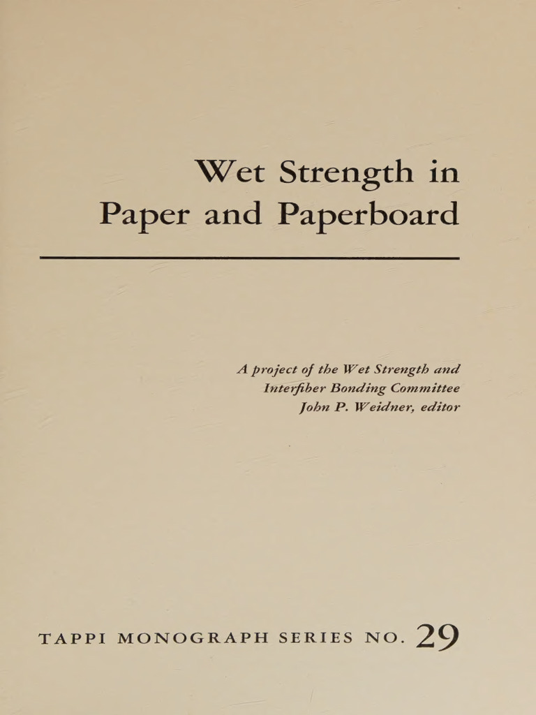 Wet Strength in Paper and Paperboard | PDF