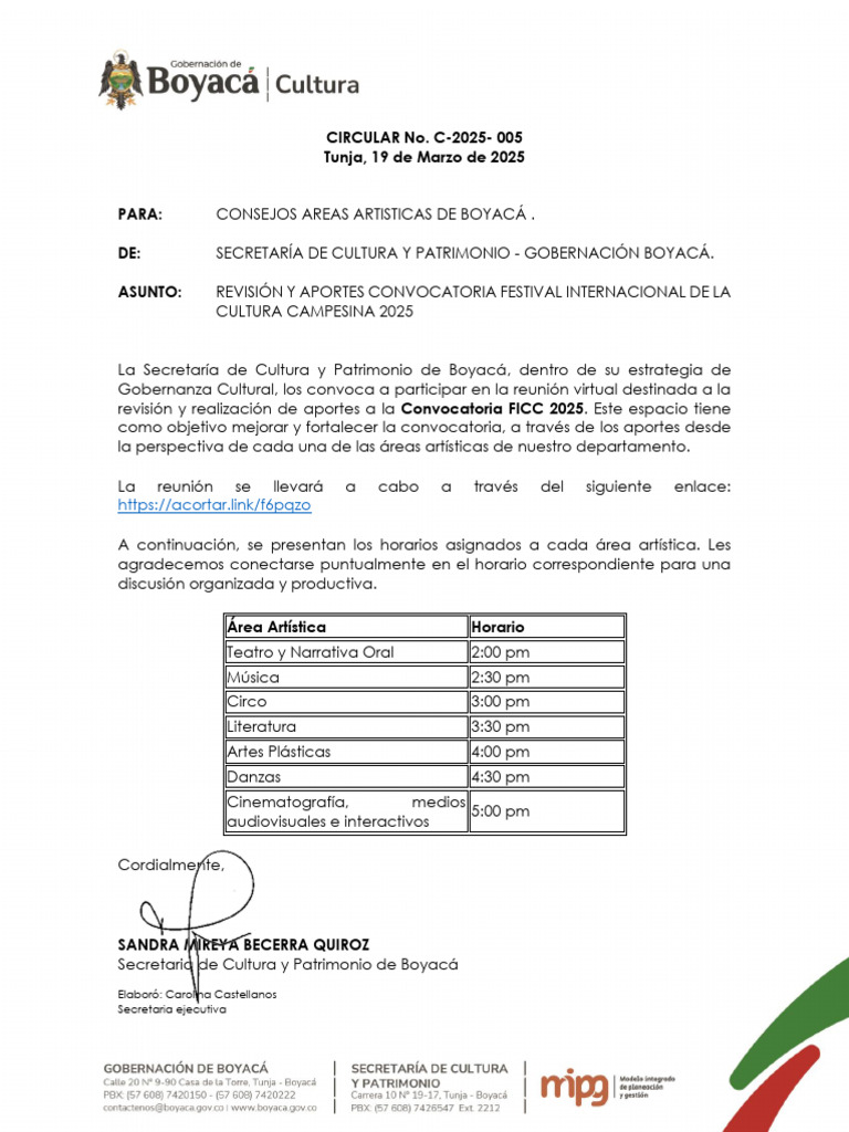 Convocatoria FICC 2025: Revisión Artística | PDF