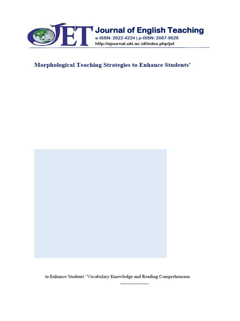 Journal of English Teaching | PDF | Reading Comprehension | Word