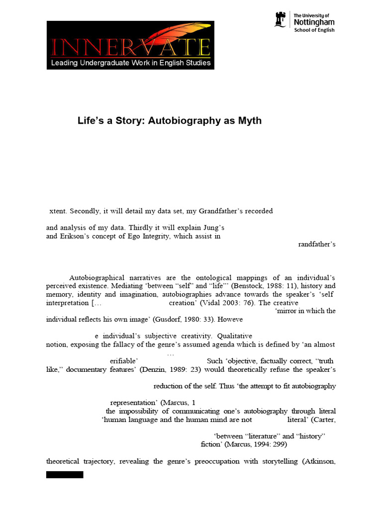 Autobiography As Myth Making | PDF | Ellipsis | Qualitative Research