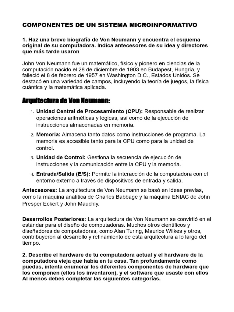 Componentes y Arquitectura de Sistemas Informáticos | PDF | Periférico ...